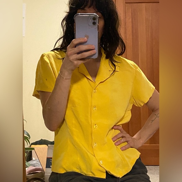 Dana Buchman | Tops | Vintage Yellow Silk Button Down | Poshmark